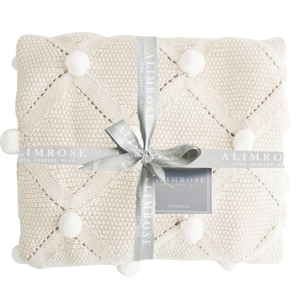 Alimrose | Organic Pom Pom Baby Blanket - Oatmeal – Bubba & Bear Kids ...